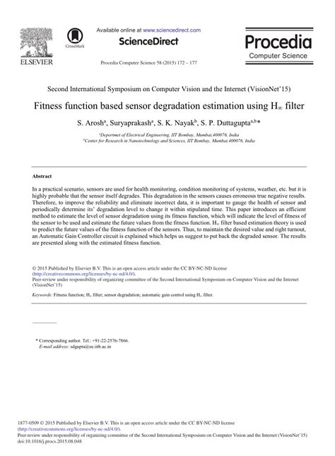 Pdf Fitness Function Based Sensor Degradation Estimation Using H∞ Filter