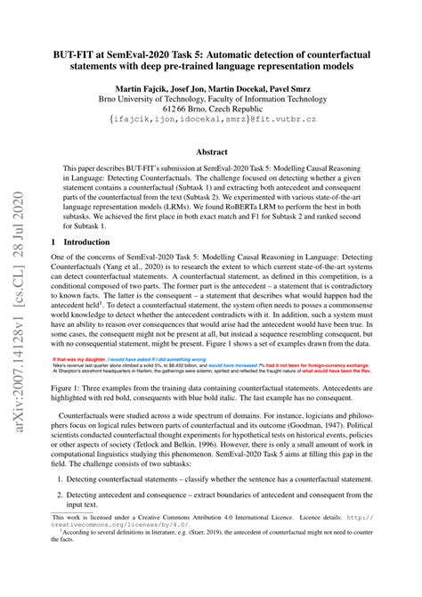 Pdf But Fit At Semeval 2020 Task 5 Automatic Detection Of Counterfactual Statements With Deep