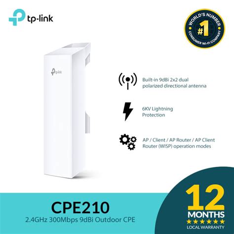 Tp Link Cpe210 2 4ghz 300mbps 9dbi Outdoor Cpe P2p Ap Point To Point