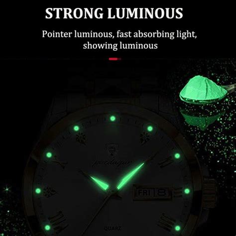 Poedagar Men Watch Green Dial Business Stainless Steel Quartz Watches