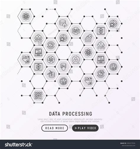 Data Processing Concept Honeycombs Thin Line Stock Vector Royalty Free Shutterstock