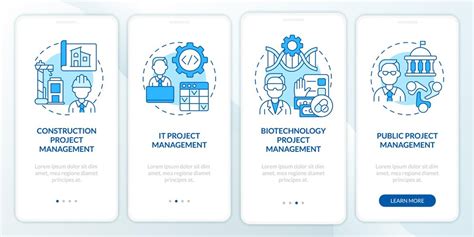 Premium Vector Project Management Types Blue Onboarding Mobile App Screen