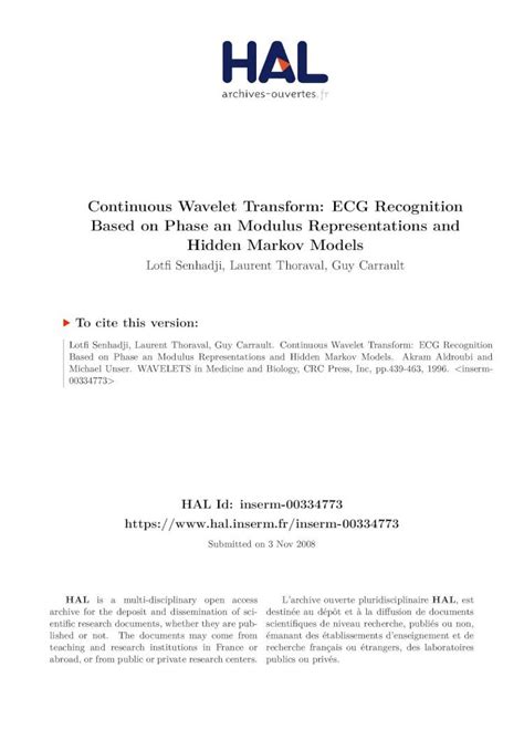 PDF Continuous Wavelet Transform ECG Recognition Based Phase And DOKUMEN TIPS