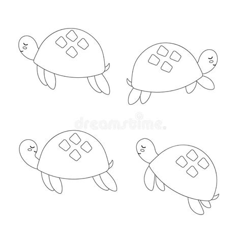 Turtle In Outline Style Vector Illustration Stock Vector Illustration Of Moon Isolated