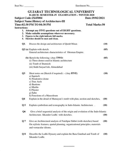 Barchitecture Sem3 All Subjectswinter2020 Gtu Paper Pdf Download Now Dulomix