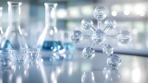 Glass Molecular Structure And Laboratory Glassware In Scientific Lab Setting Stock Image Image
