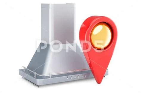 Exhaust Hood With Map Pointer 3D Rendering Clip Art 161074447