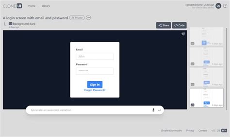 clone ui generate ui components with simple prompts