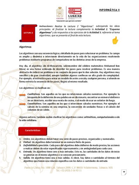 Lectura 2 Algortimos Pdf Algoritmos Lenguaje De Programación
