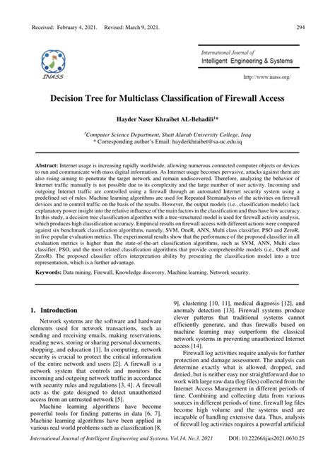Pdf Decision Tree For Multiclass Classification Of Firewall Access