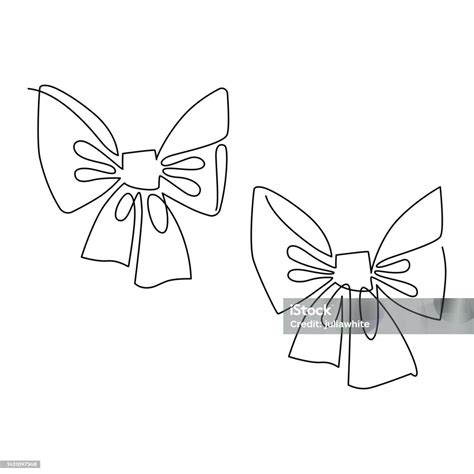 리본은 활에 묶여 있습니다 의류 또는 선물을위한 장식 장식 연속 선 그리기 벡터 일러스트 레이 션 리본에 대한 스톡 벡터 아트 및 기타 이미지 Istock