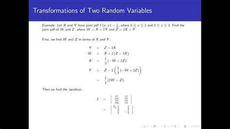 Transformations Two Random Variables Youtube