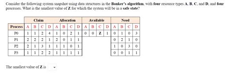 Solved Consider The Following System Snapshot Using Data