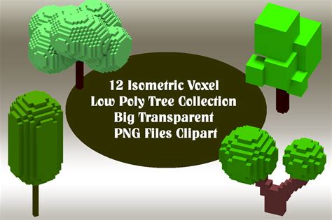 12 Isometric Voxel Trees Png Clipart Graphic By Kseniyaomega · Creative Fabrica