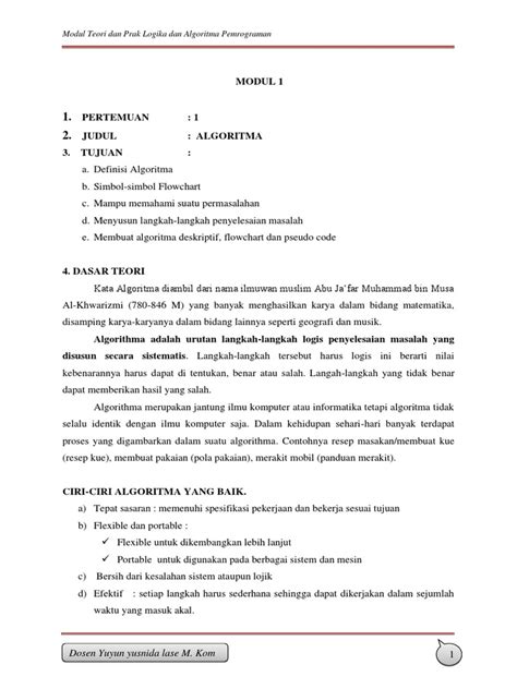 Bab 1 Modul Algoritma Dan Pemrograman Pdf