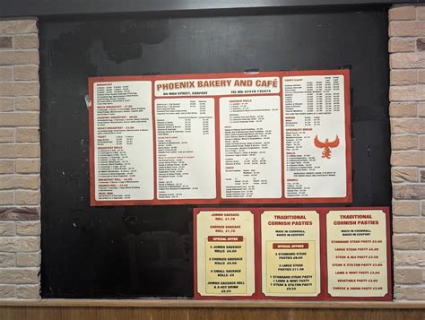 Menu At Phoenix Bakery And Cafe Gosport
