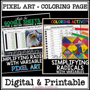 Simplifying Radicals With Variables Coloring Printable And Digital