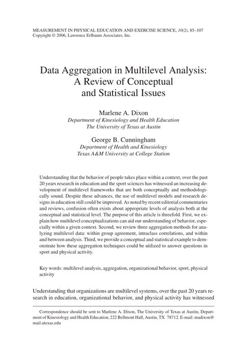 Pdf Data Aggregation In Multilevel Analysis A Review Of Conceptual