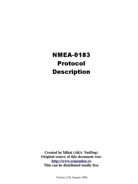 Nmea 0183 Protocol Description Pdf Global Positioning System