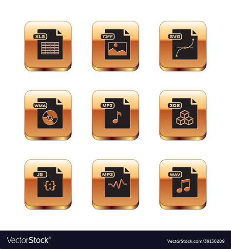 Set Xls File Document Js Mp Wma Svg Wav Vector Image