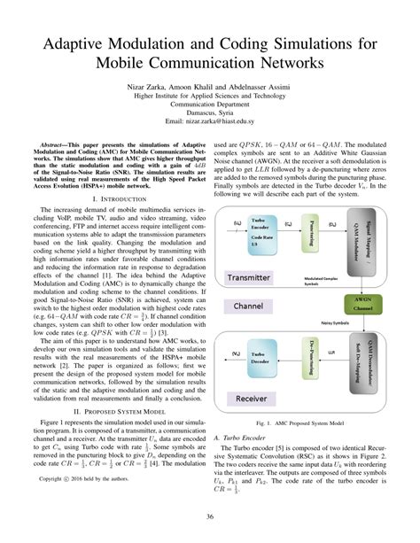 pdf adaptive modulation and coding simulations for mobile communication networks