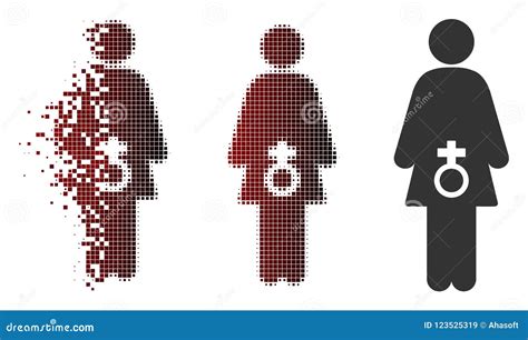 Moving Pixel Halftone Female Sexual Disfunction Icon Stock Vector