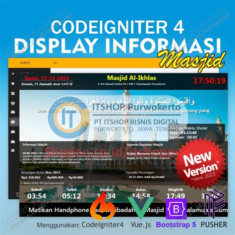 Jual Source Code Aplikasi Web Display Informasi Masjid Menggunakan