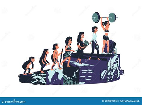 Woman Evolution Vector Cartoon Illustration 147312983