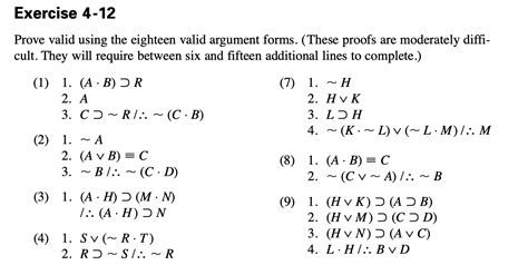 Solved Exercise 4 12 Prove Valid Using The Eighteen Valid Chegg Com