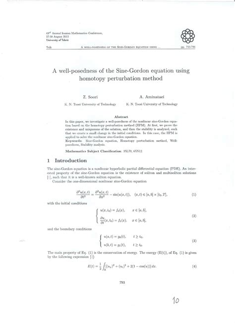 Pdf A Well Posedness Of The Sine Gordon Equation Using Homotopy Perturbation Method 43rd