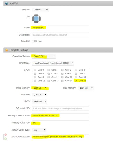 How To Install Openelec Official In A Vm Vm Templates Unraid
