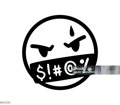 만화 욕설 말풍선 벡터 화난 이모티콘 얼굴 검은색에 대한 스톡 벡터 아트 및 기타 이미지 검은색 격노한 공격성 Istock