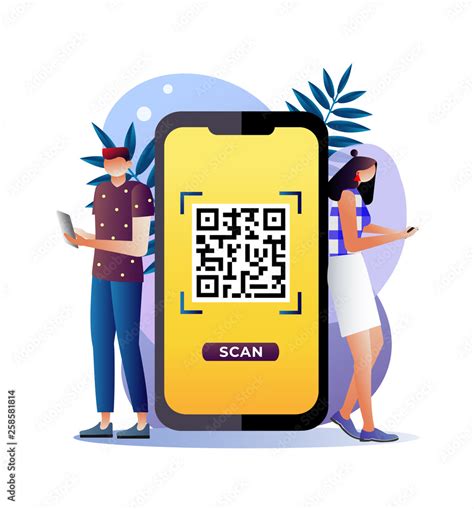 Qr Code Scanning Vector Illustration Concept People Use Smartphone And Scan Qr Code For Payment