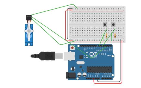 circuit design servo motor back and forth button tinkercad