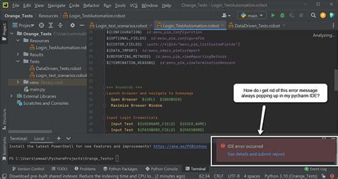 Irritating Error Message On My Pycharm Pycharm Robot Framework