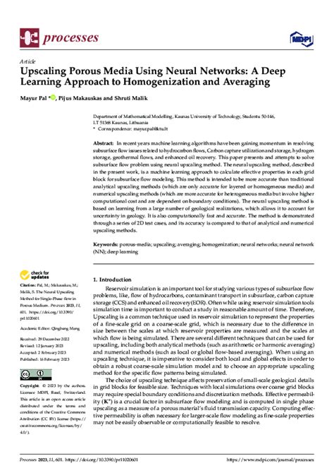 Pdf Upscaling Porous Media Using Neural Networks A Deep Learning Approach To Homogenization