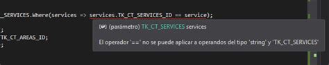 Mvc El Operador No Se Puede Aplicar A Operandos Del Tipo