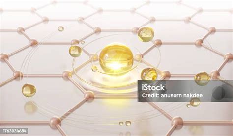 화장품 세럼 오일이 피부 세포에 드롭 피부 수복 보습제 콜라겐 세럼 광고 배경 사용 준비 3d 렌더링 방울에 대한 스톡 사진 및