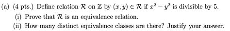 solved a 4 pts define relation r on z by x y ∈r if