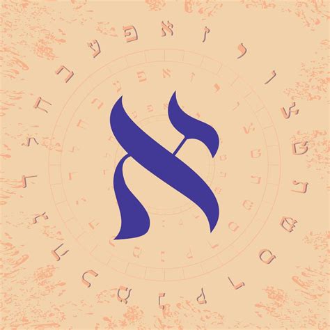 Vector Illustration Of The Hebrew Alphabet In Circular Design Hebrew Letter Called Aleph Large