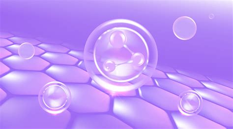 히알루론산 모발 및 피부 솔루션 광고 보라색 콜라겐 세럼은 사용할 준비가 된 화장품 광고 배경 그림 벡터를 가진 피부 세포에 떨어집니다 Dna에 대한 스톡 벡터 아트 및