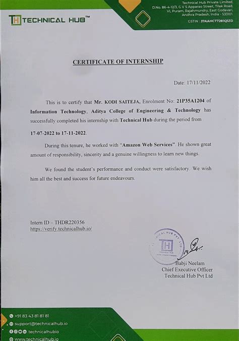 Sai Teja Kodi On Linkedin Internship Technicalhub Aws Amazon Clouddeveloper Connections