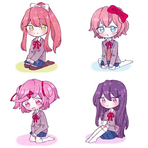 Chibi Dokis Sitting Together Ddlc
