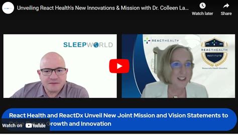 React Health And Reactdx Unveil New Joint Mission And Vision Statements To Drive Future Growth