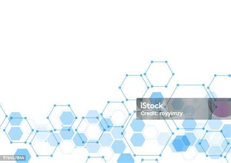 기술 배경 및 과학 스타일에서 추상 육각 분자 구조 의료 디자인입니다 벡터 일러스트 레이 션 육각형에 대한 스톡 벡터 아트 및 기타 이미지 Istock