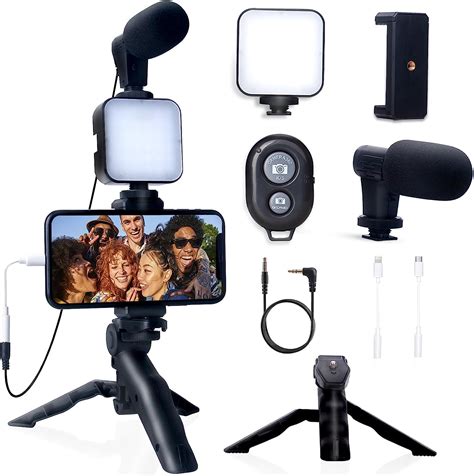 Amazon Com AMESEDAK Vlogging Kit For IPhone Android With Tripod LED Light YouTube Starter