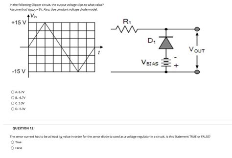 Solved In The Following Clipper Circuit The Output Voltage Chegg
