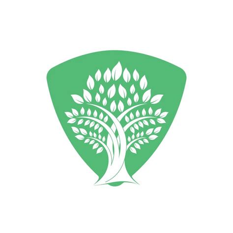 그린 트리 벡터 로고 디자인 프리미엄 벡터