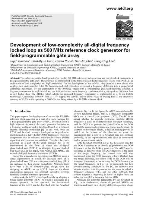 Pdf Development Of Low Complexity All Digital Frequency Locked Loop As 500 Mhz Reference Clock
