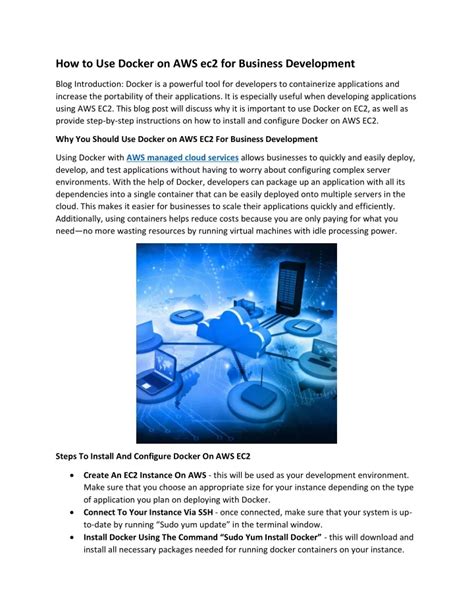 Ppt How To Use Docker On Aws Ec2 For Business Development 1